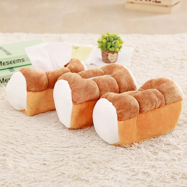 Cozy Bread Toast Plush Tissue Box – Kawaii Home Decor Plushie Delight ...