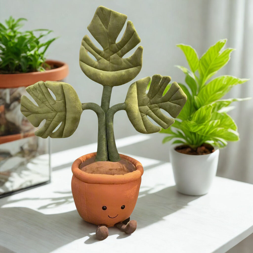 Leaf Me Be Monstera Plushie – Kawaii Plush Plant for Plant Lovers – Dandelion Vine