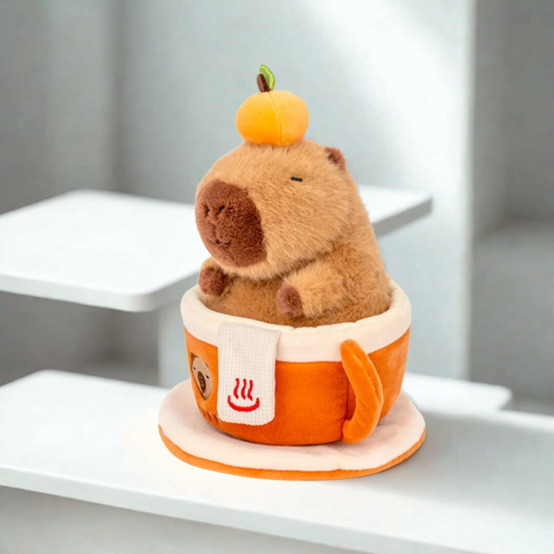 Tea Time Capybara Plushie – Kawaii Capybara in Teacup Stuffed Animal ...