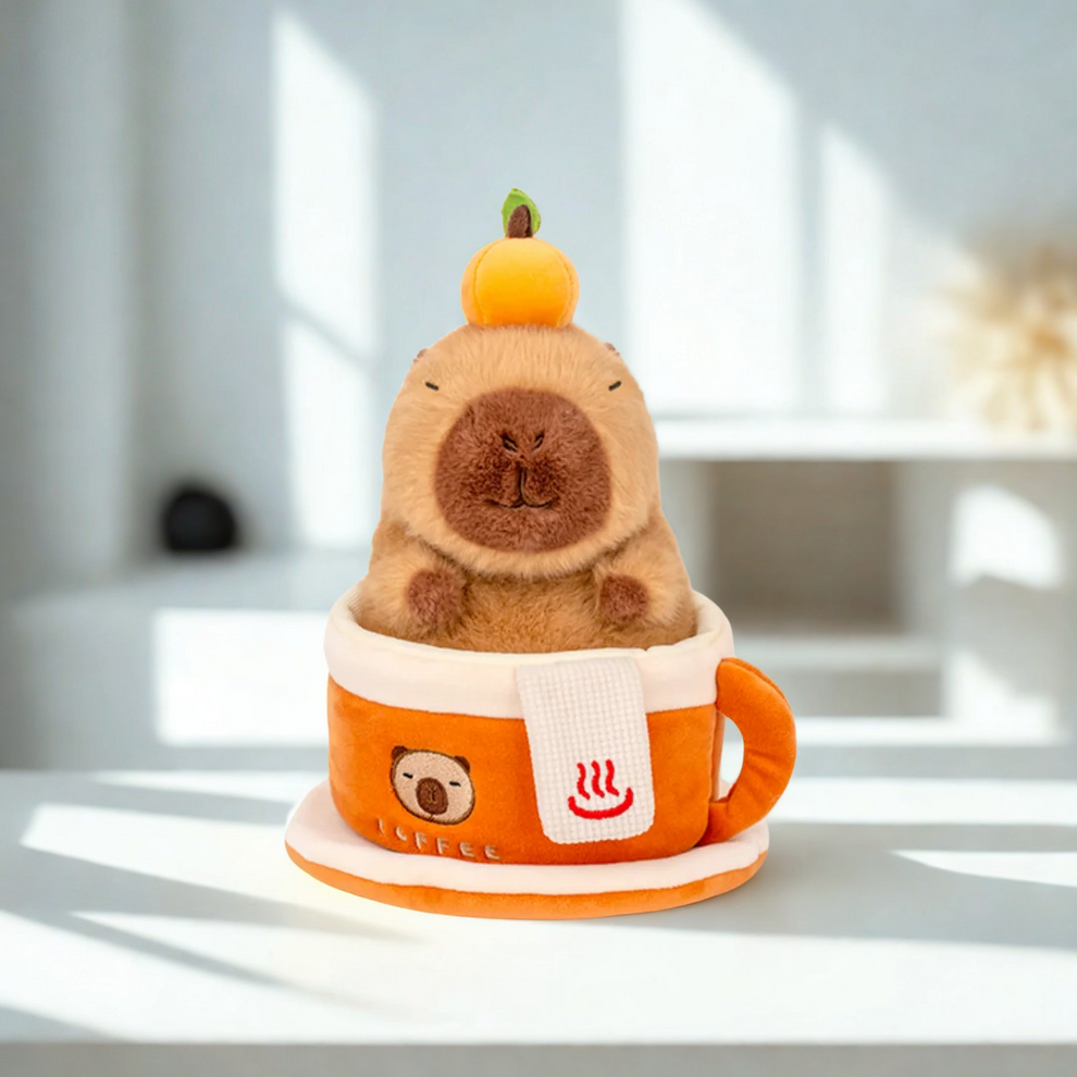 Tea Time Capybara Plushie – Kawaii Capybara in Teacup Stuffed Animal ...