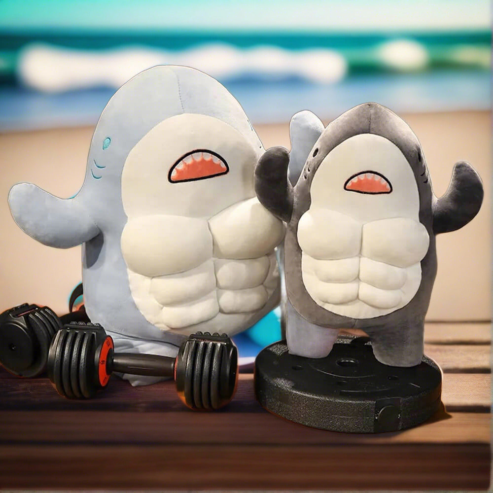Muscle Bound Shark Plushie – Adorable & Fit Shark Stuffed Animal Toy ...