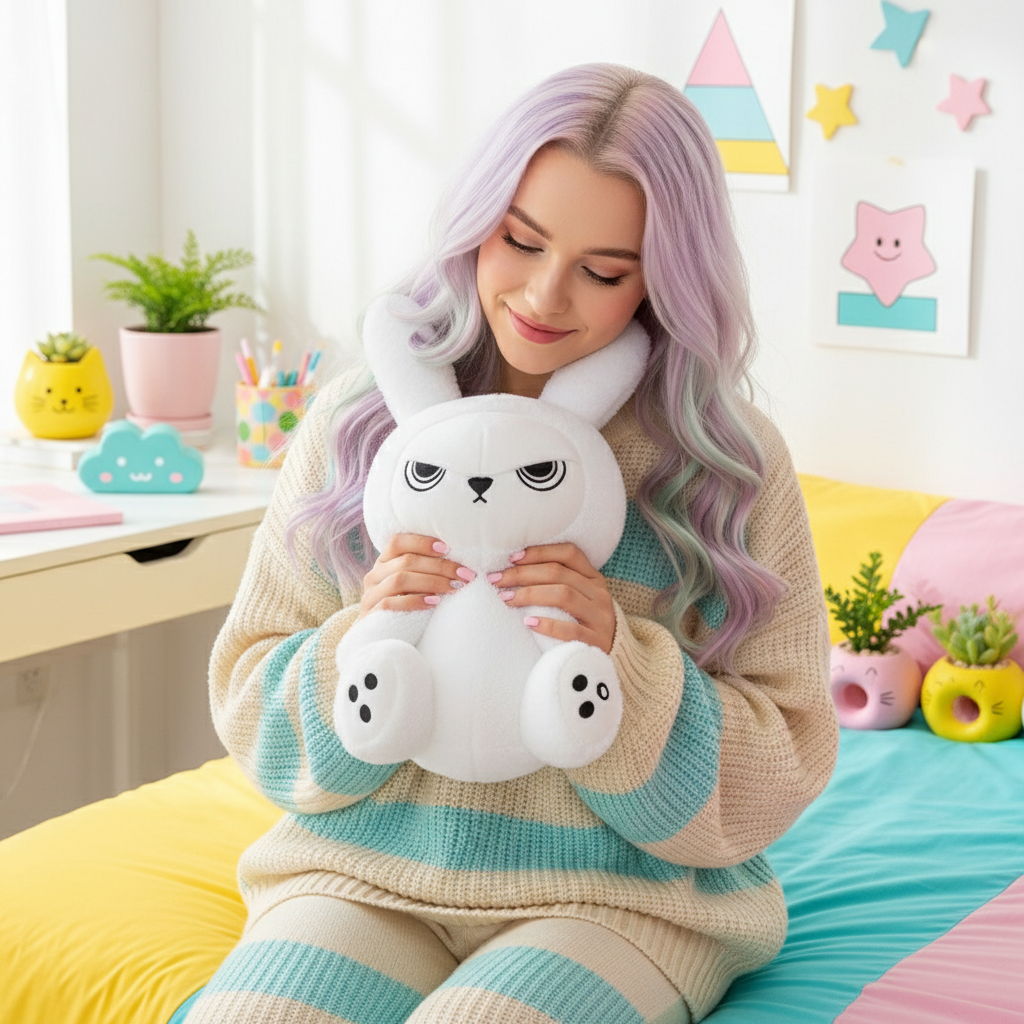 Grumpy Bunny Plushie – Squishy Kawaii Mood Plush | Dandelion Vine ...